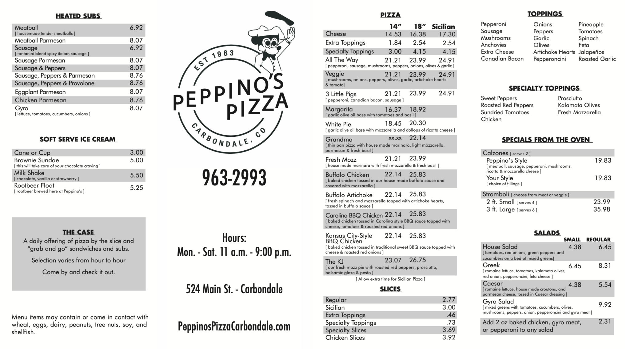 Menu ‹ Peppino's Pizza